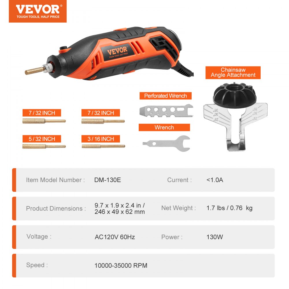 VEVOR Electric Chainsaw Sharpener Kit, 35000RPM Electric Handheld Saw ...
