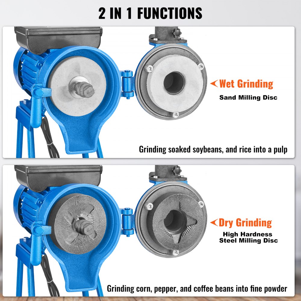 VEVOR Electric Grain Mill Grinder, 1500W 110V Spice Grinders ...