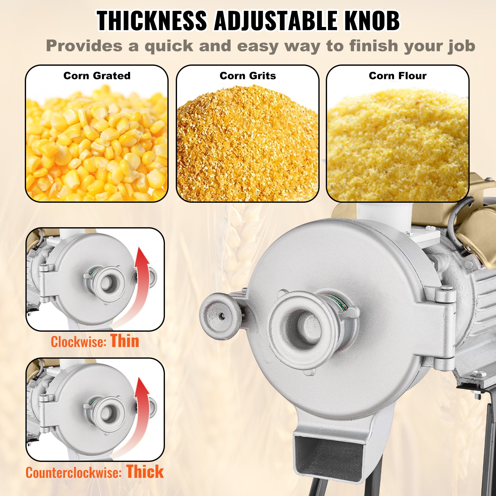 VEVOR 3000W Electric Grain Grinder Corn Wheat Flour Cereal Mill Wet ...