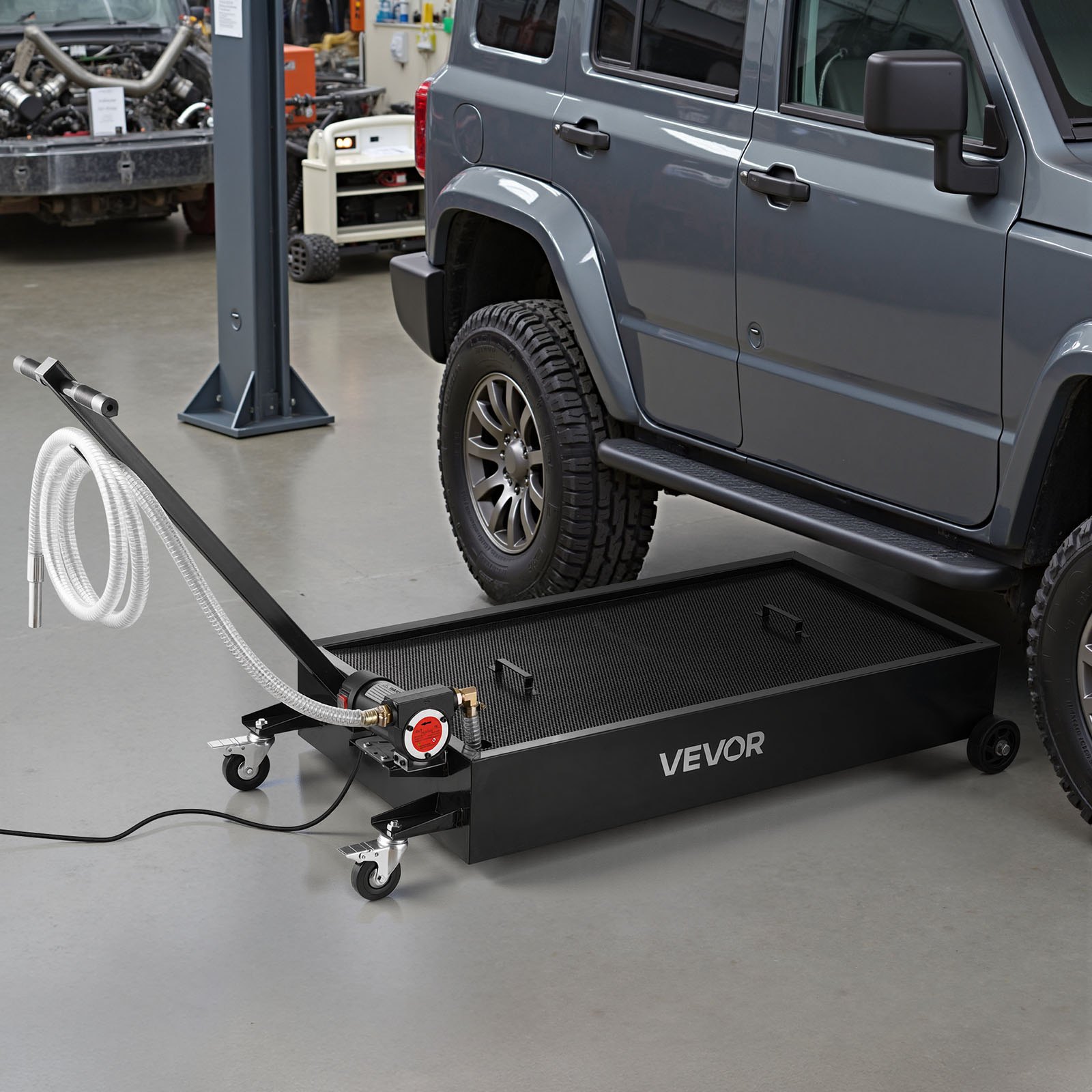 VEVOR Low Profile Oil Drain Pan, 75.7 L Capacity, Rolling Oil Drain Pan ...