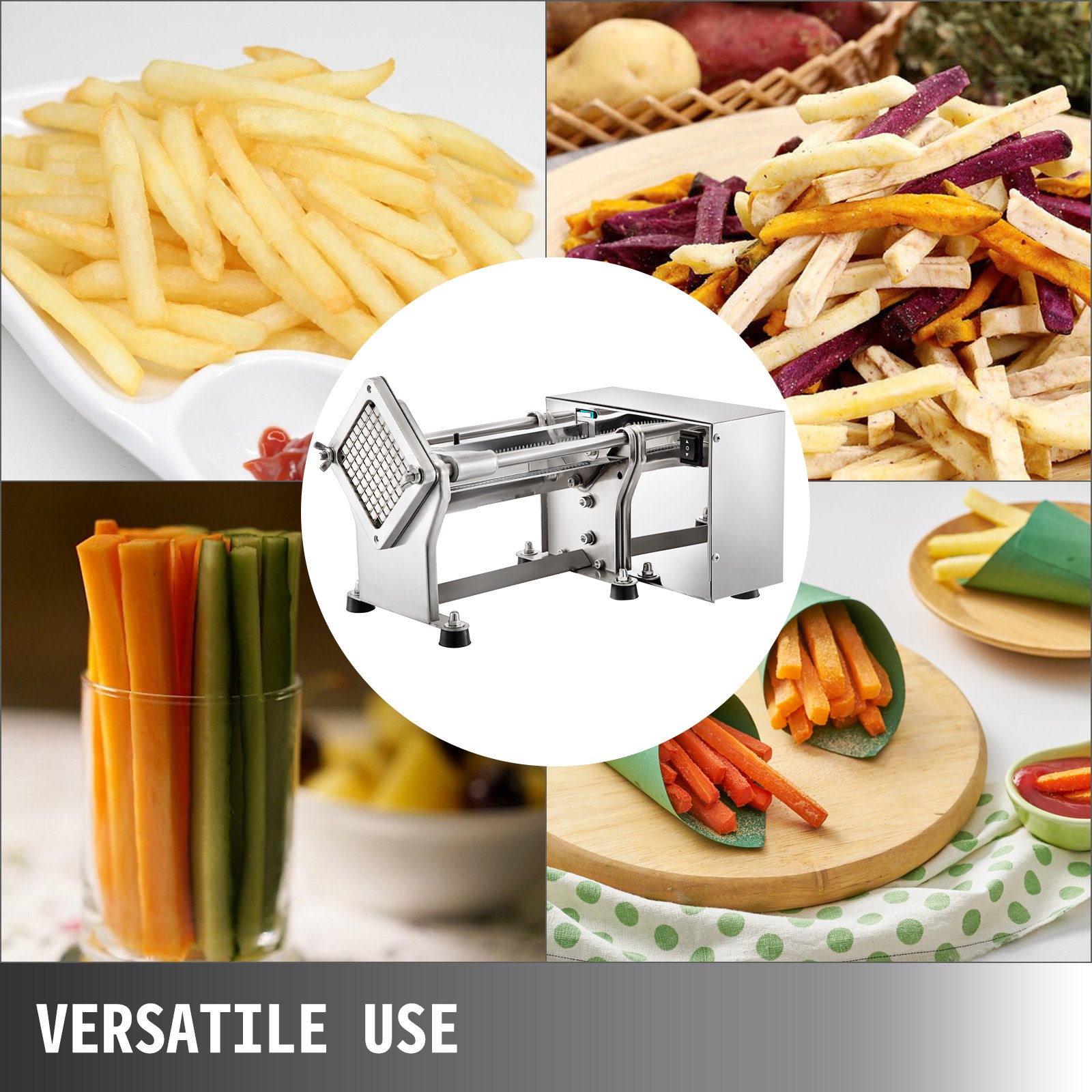 VEVOR Electric French Fry Cutter with 6mm 9mm 13mm and 8-Wedge Blade ...