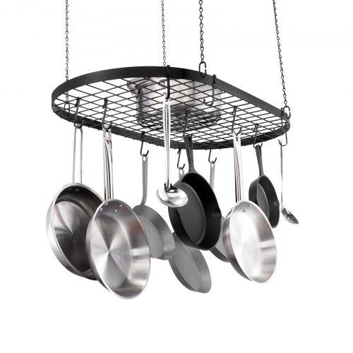 VEVOR Hanging Pot Rack, 36 inch Hanging Pot Rack Ceiling Mount, Ceiling ...