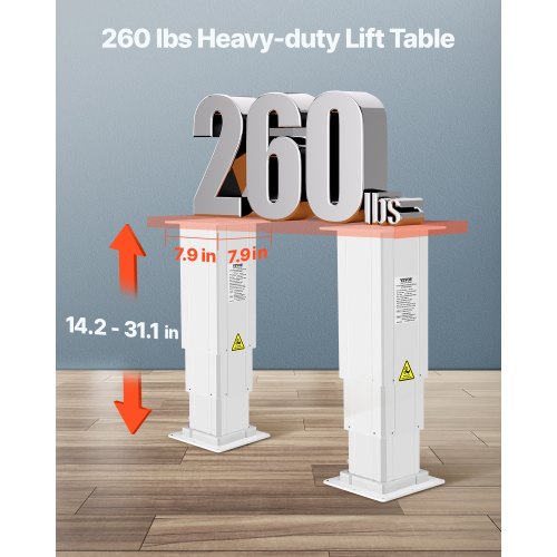 260 lbs Adjustable Electric Table Lifting Column System 14.2-31.1 in ...