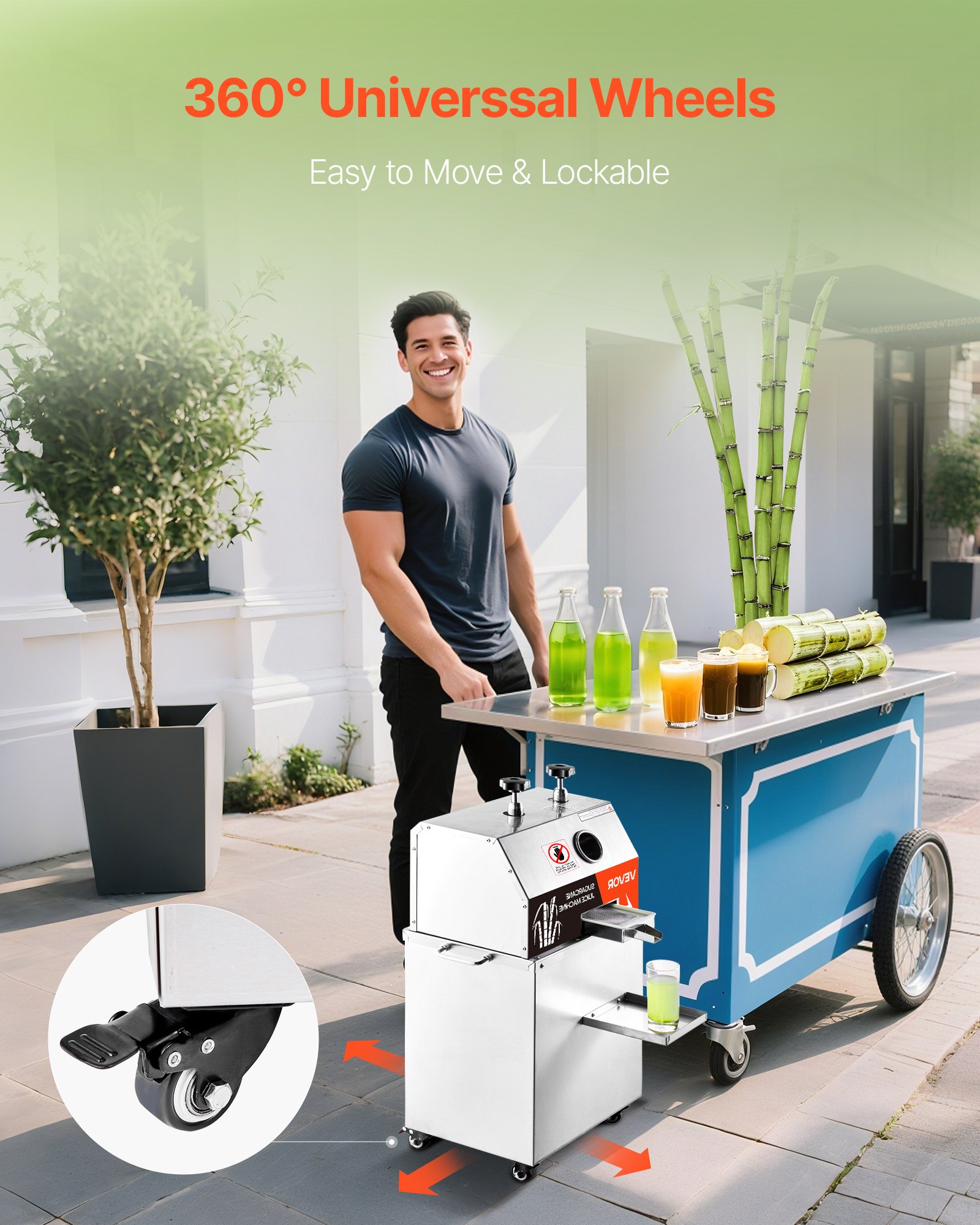 VEVOR Commercial Sugar Cane Juicer, 750W Electric Sugarcane Juicer ...