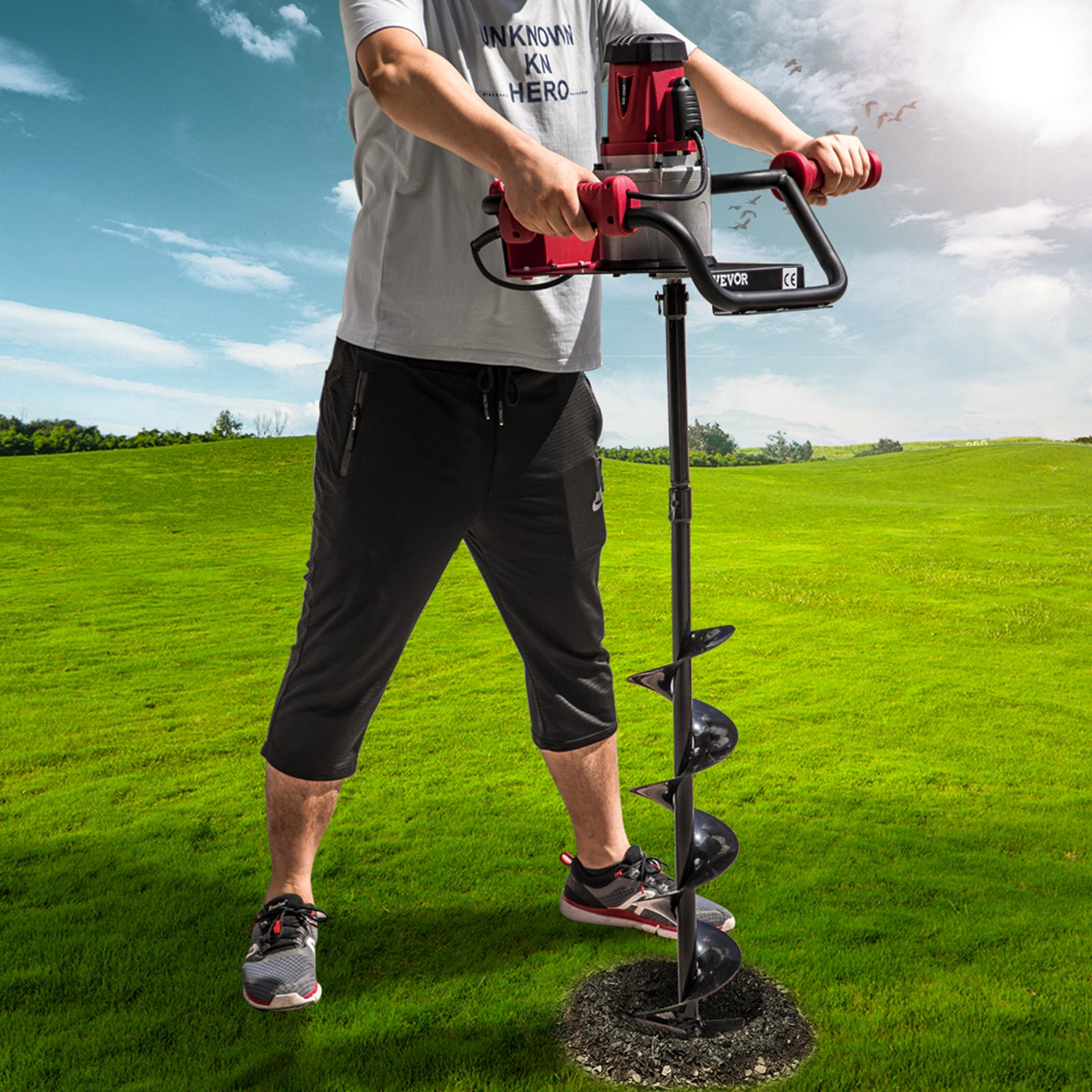 VEVOR Electric Post Hole Digger, 1500 W 1.6 HP Electric Auger Powerhead ...