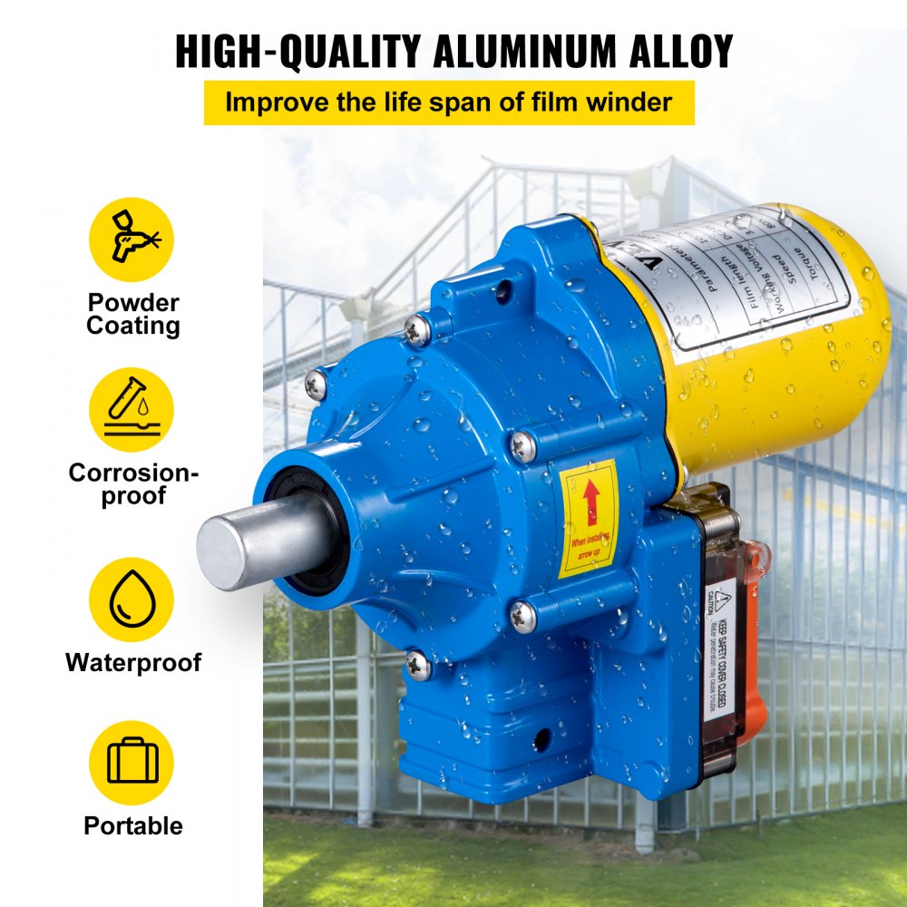 VEVOR Greenhouse Roll Up Motor, 100W DC 24V 3.2 RPM, Waterproof ...