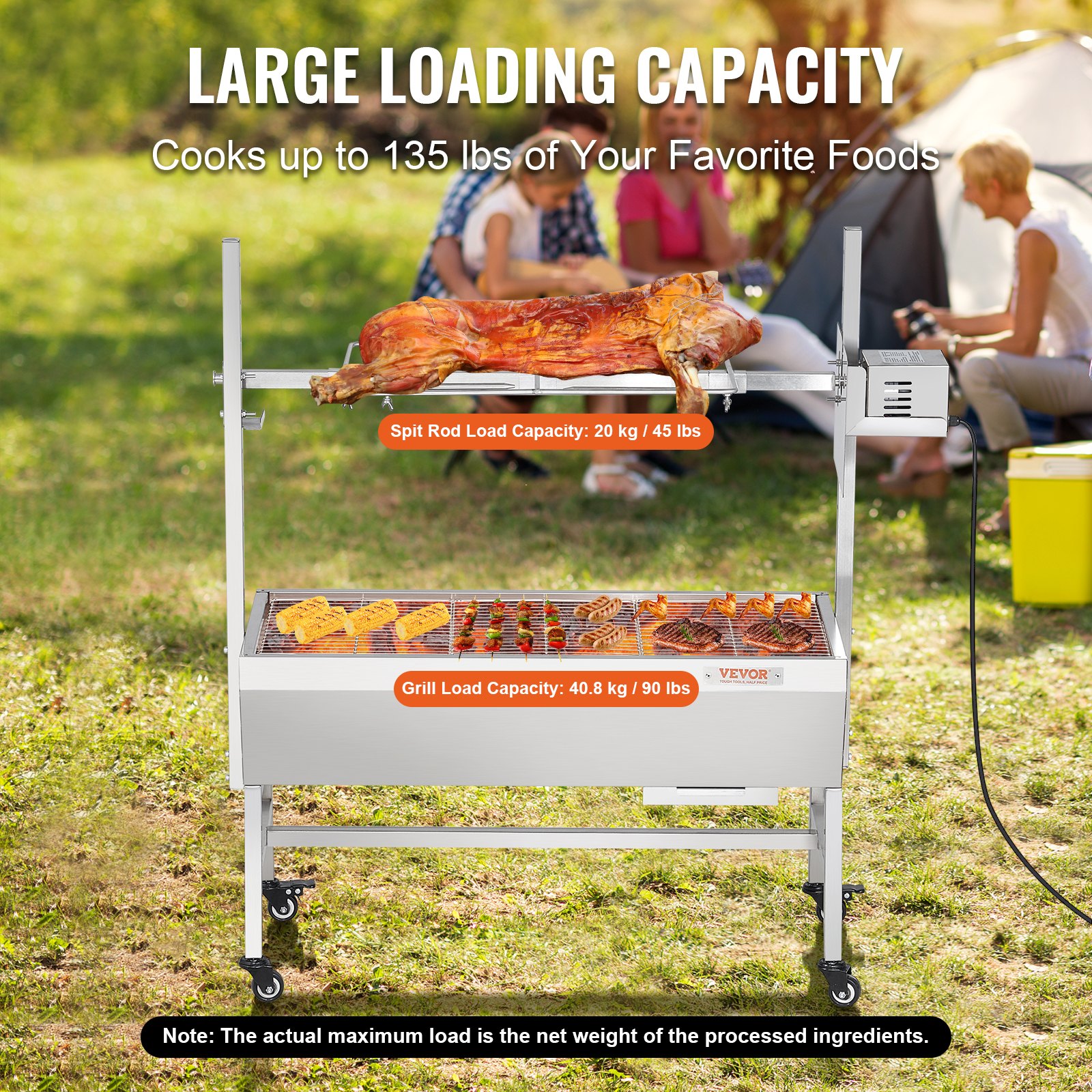 VEVOR Roaster Spit Rotisserie BBQ Grill Pig Lamb Chicken Roaster 42W ...