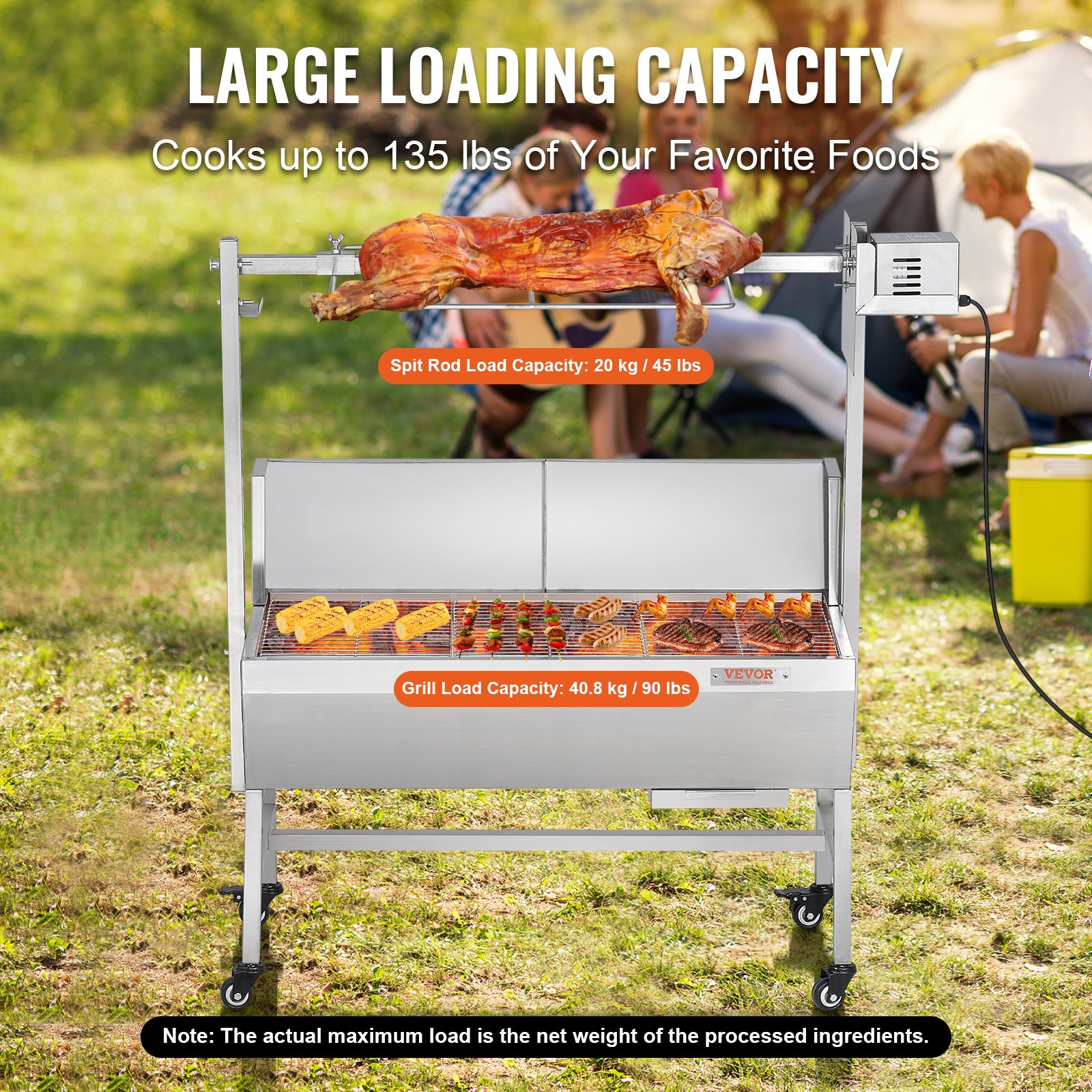 VEVOR Roaster Spit Rotisserie BBQ Grill Pig Lamb Chicken Roaster 42W ...