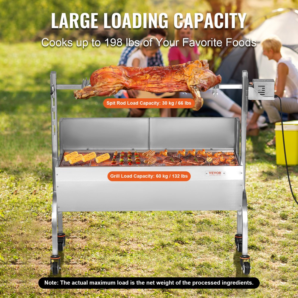 VEVOR Roaster Spit Rotisserie BBQ Grill Pig Lamb Chicken Roaster 52W ...