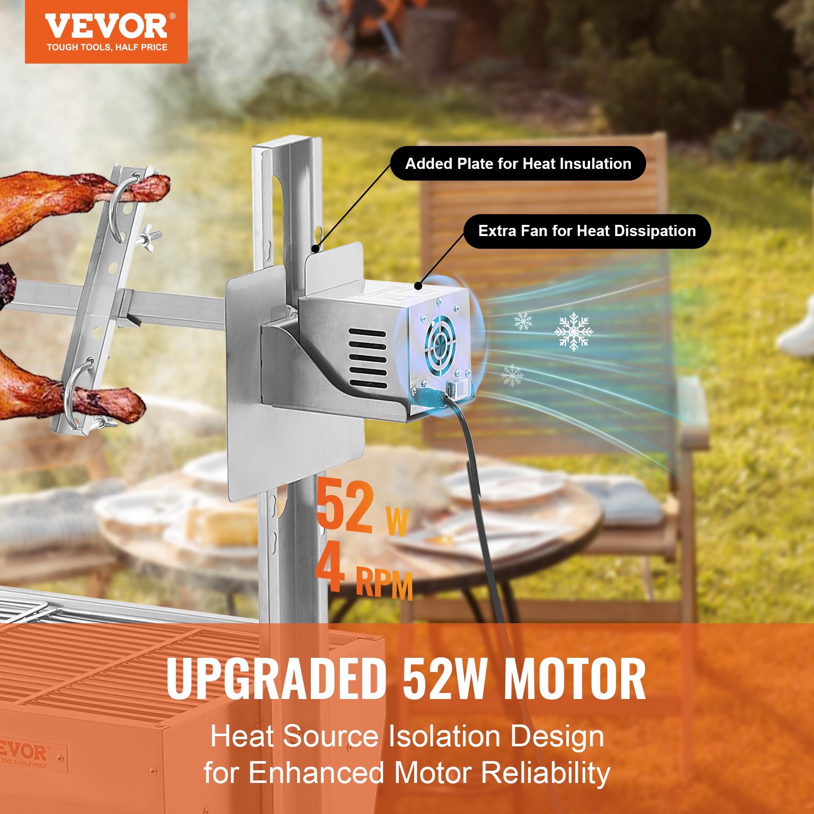 VEVOR Rotisserie Spit Roaster - 46 Inch, 132 Lbs