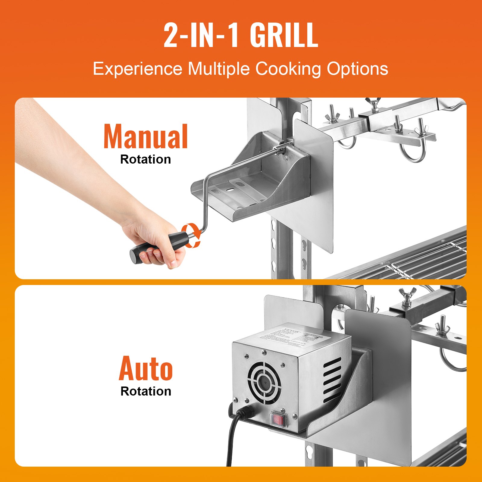 VEVOR Rotisserie Spit Roaster - 46 Inch, 132 Lbs
