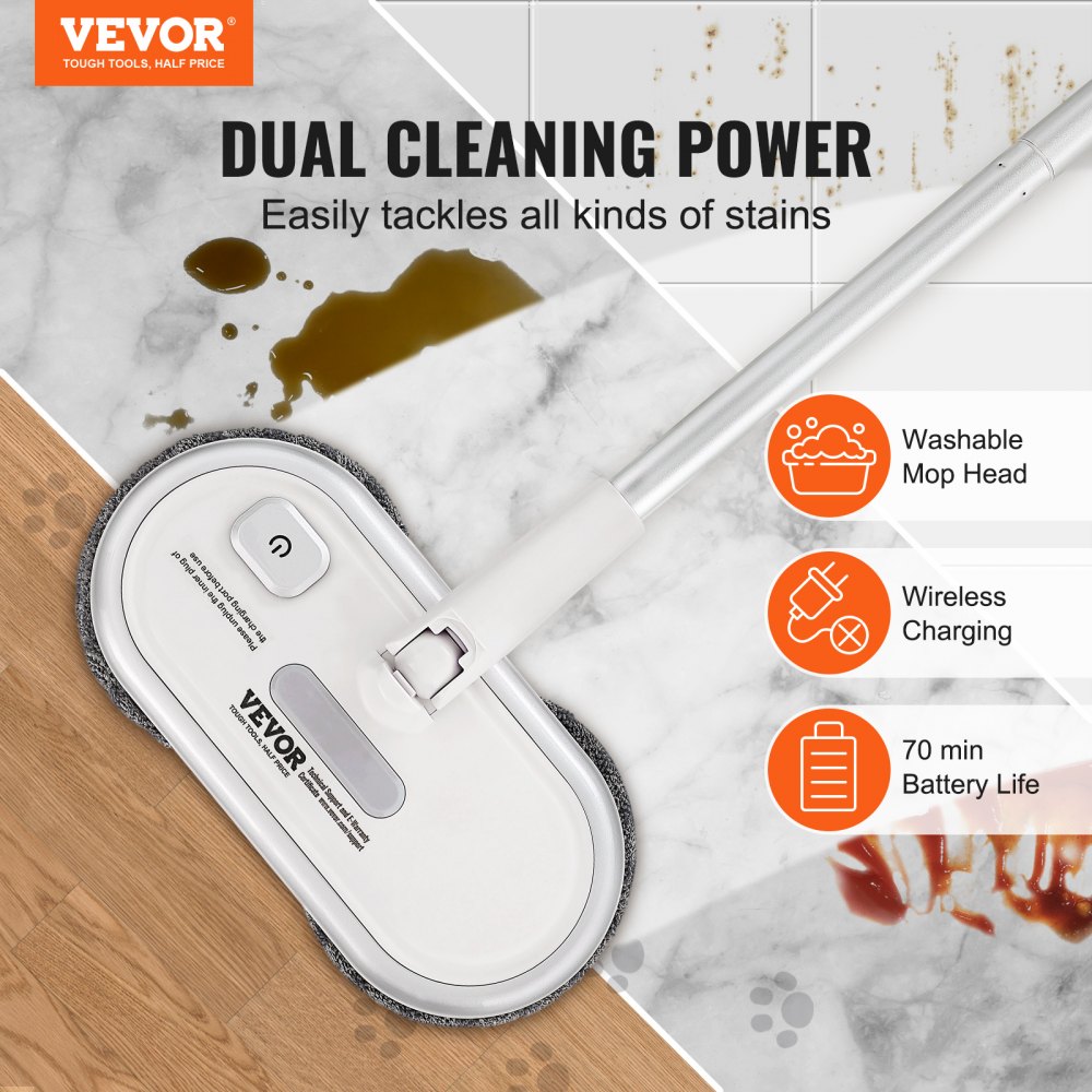 VEVOR Cordless Electric Mop, Up to 70 mins Powerful Battery, Electric ...