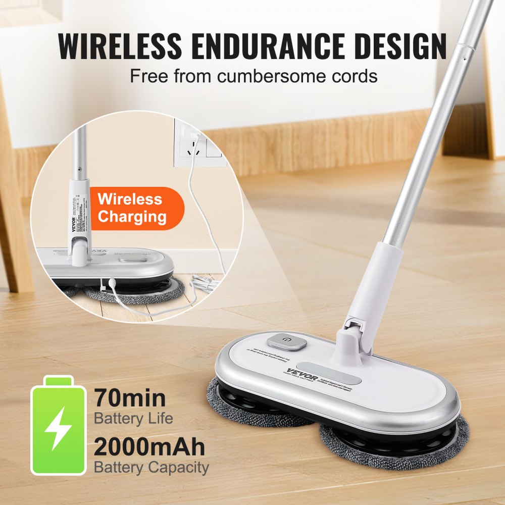 VEVOR Cordless Electric Mop, Up to 70 mins Powerful Battery, Electric ...
