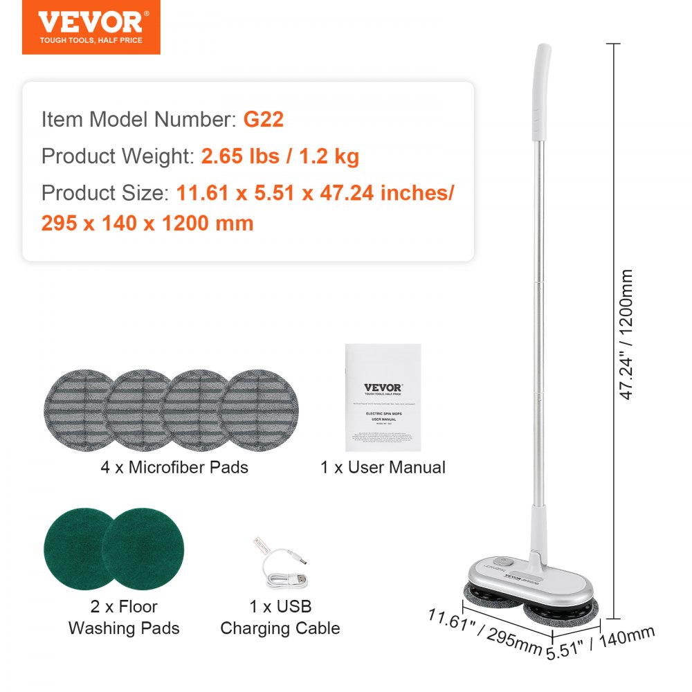 VEVOR Cordless Electric Mop, Up to 70 mins Powerful Battery, Electric ...