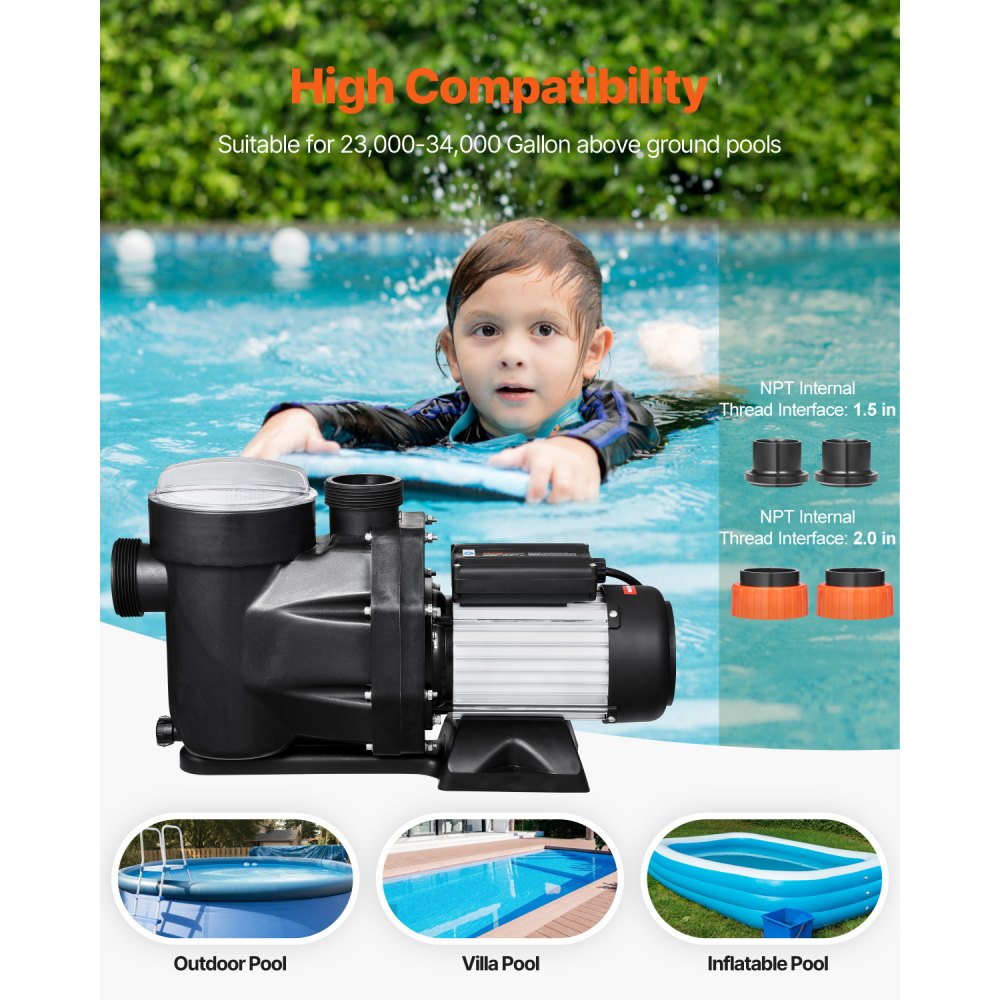 VEVOR Swimming Pool Pump – Safe, Quiet & Energy-Efficient