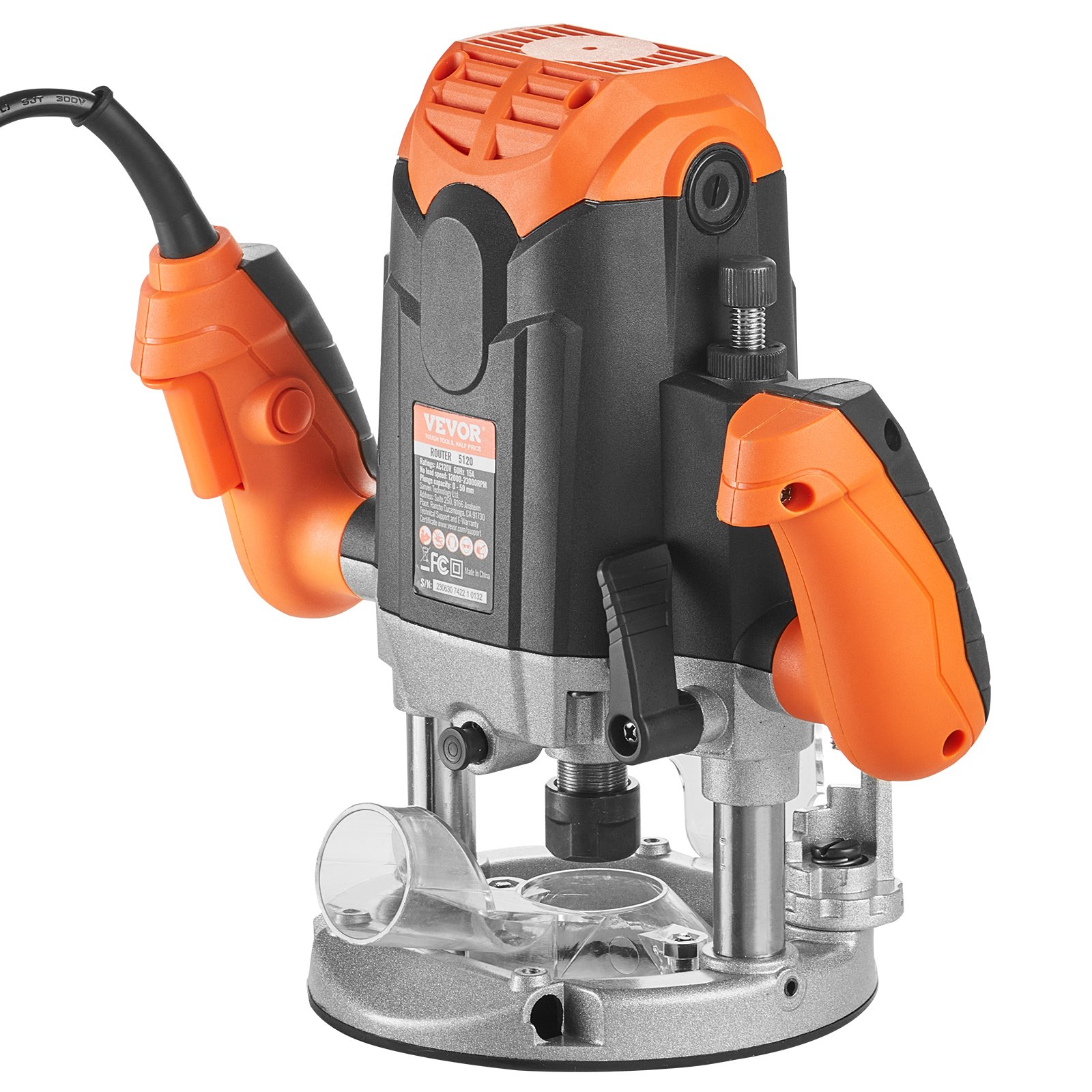 VEVOR Plunge Router, 3-1/4 HP, 120V, 12000-23000 RPM Variable Speed ...