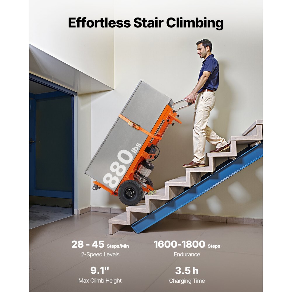VEVOR Electric Stair Climbing Dolly 880 lb with 157.5in Rope