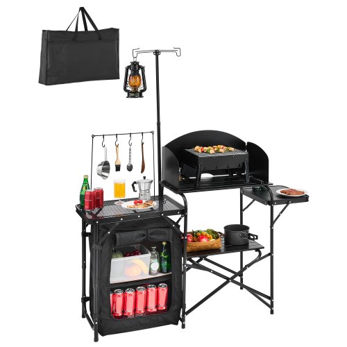 VEVOR Camping Kitchen Table Portable Outdoor Cook Station Storage ...