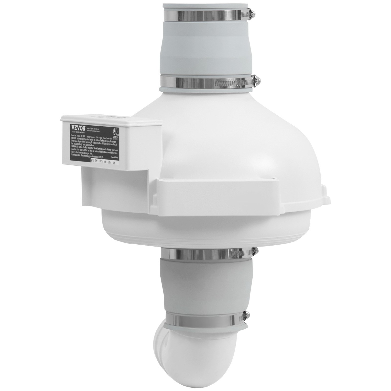 VEVOR 4 to 3.5 inch Radon Fan Installation Kit, Quiet 260CFM Radon ...