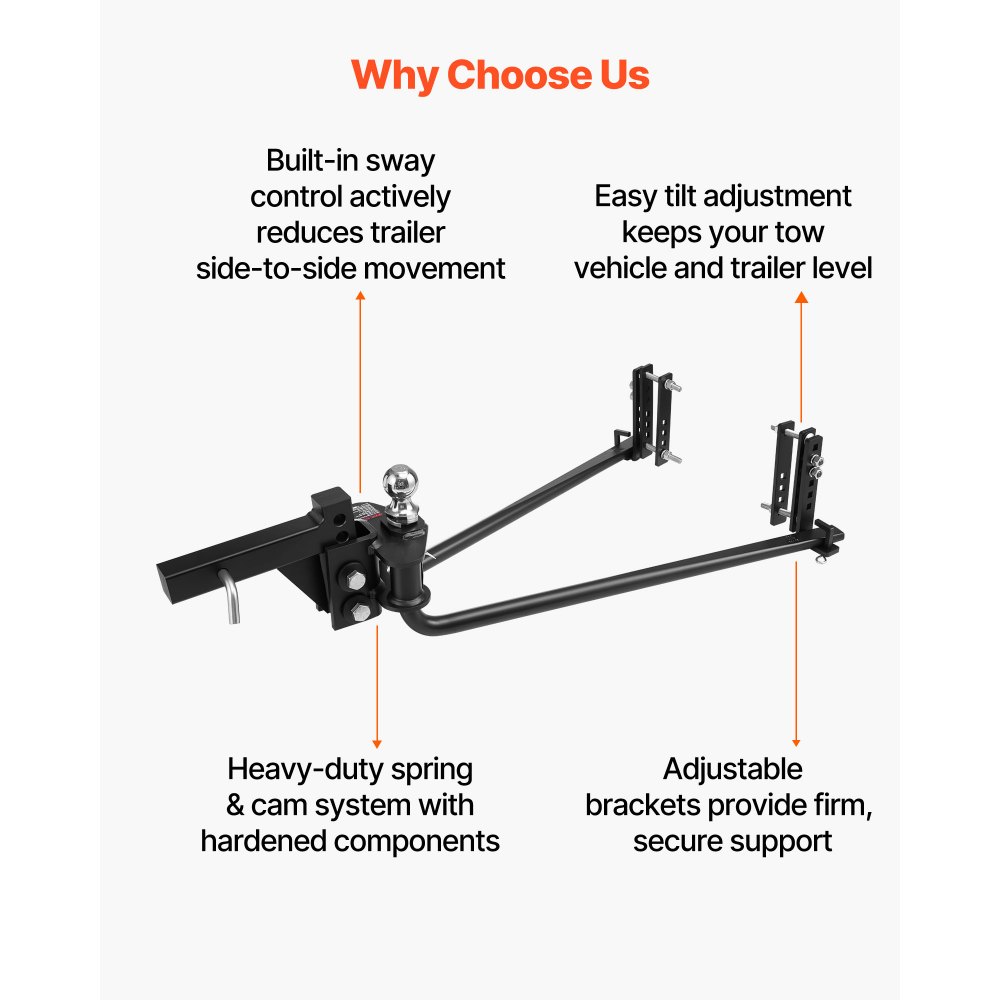 VEVOR Weight Distribution Hitch, 12000 lbs Max Towing & 1200 lbs Max ...