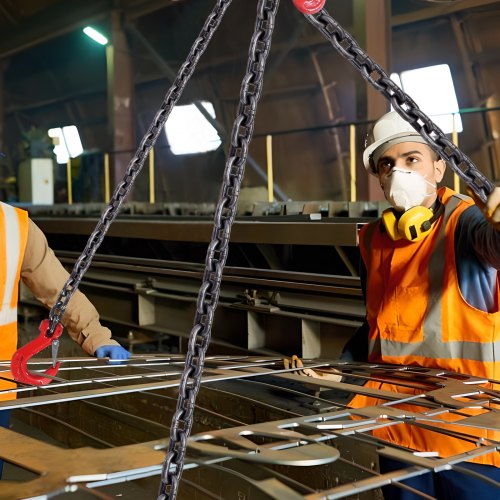 VEVOR 1/4" x 5' Chain Sling 4 Legs G80 Lifting Chain with Grab Hooks ...