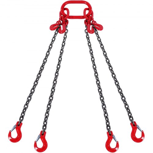 VEVOR 1/4" x 5' Chain Sling 4 Legs G80 Lifting Chain with Grab Hooks ...