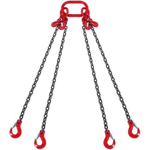 VEVOR 5/16" x 10' Chain Sling 4 Legs G80 Lifting Chain with Grab Hooks ...