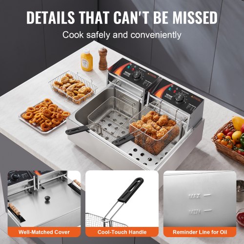 VEVOR Commercial Electric Deep Fryer Countertop Deep Fryer 3000W 18Qt ...