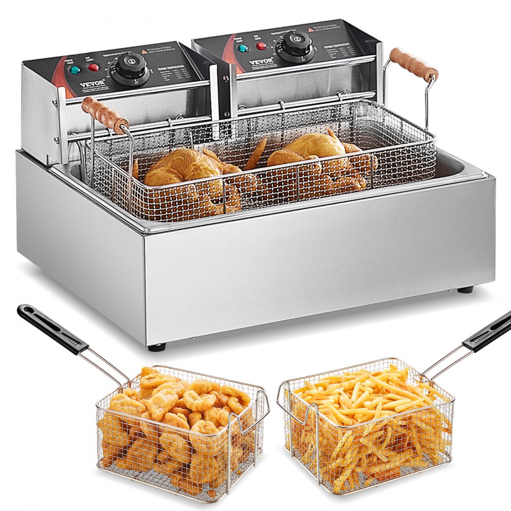 VEVOR Commercial Electric Deep Fryer Countertop Deep Fryer 3000W 18Qt ...