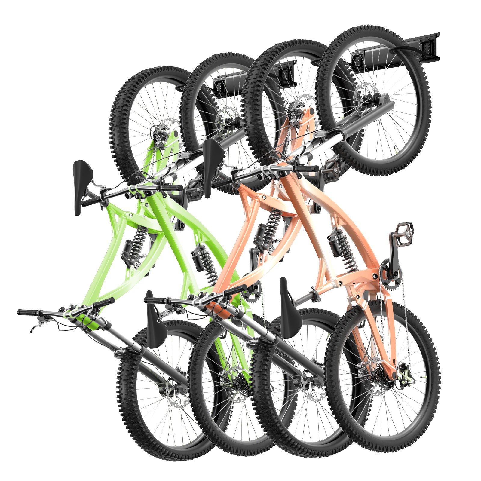 VEVOR Bike Storage Rack, 4 Bike Racks and 2 Helmets Hooks, Wall Mount ...