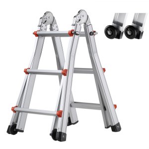 VEVOR Telescoping Ladder A Frame, 11 FT Compact Aluminum Extension ...