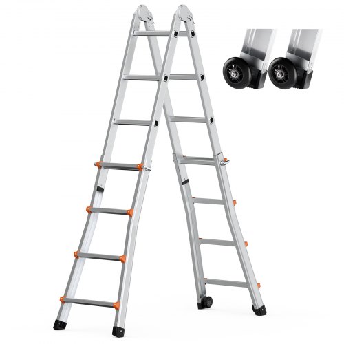 VEVOR Telescoping Ladder A Frame 15 FT Extension Multi-Function for ...