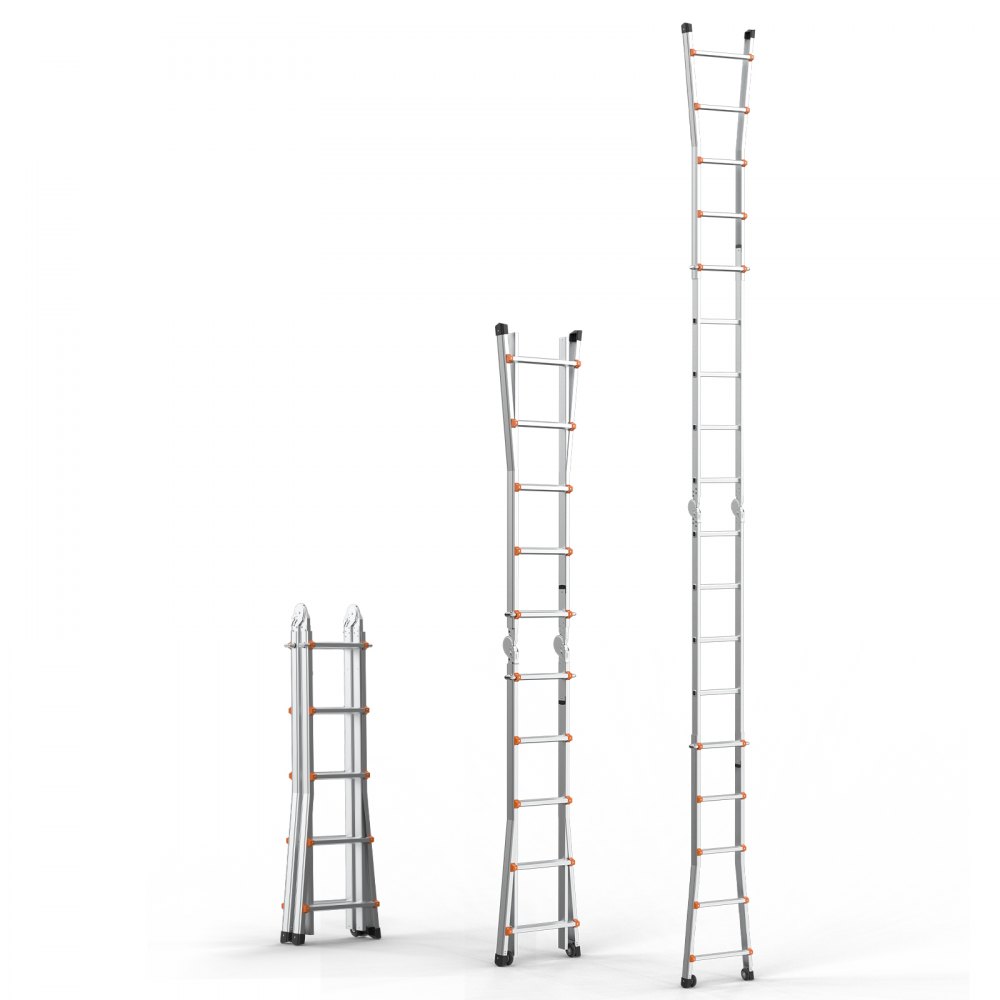 VEVOR A-Frame Extension Ladder – 17FT Telescopic Aluminum