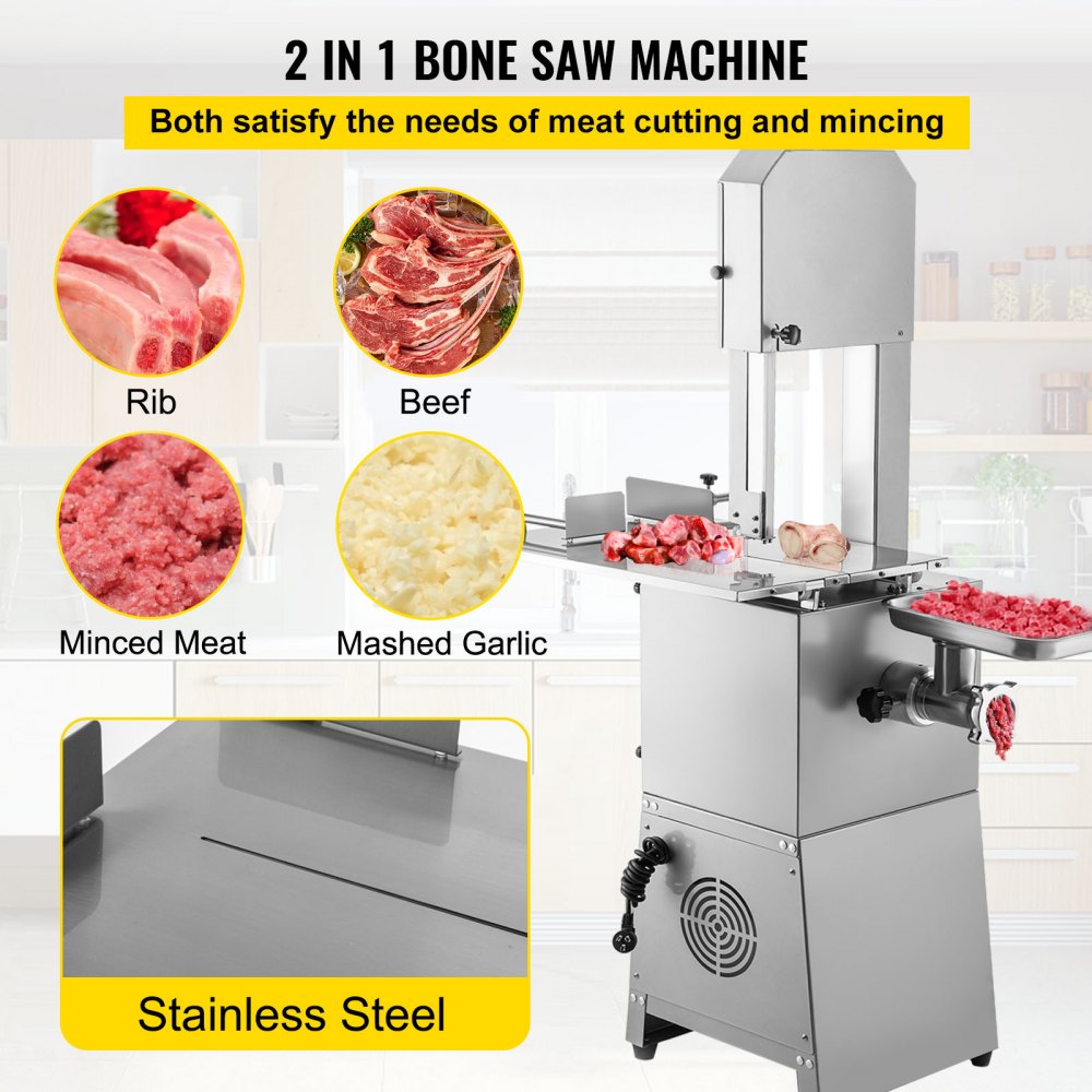 VEVOR Commercial Electric Meat Bandsaw, 1100W Bone Cutting Machine ...