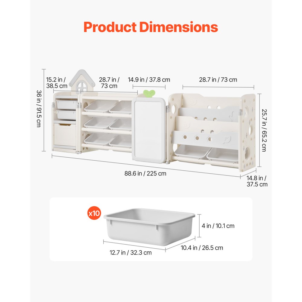 VEVOR Kids Toy Storage with Bookshelf, 4-Tier Large Toy Storage ...