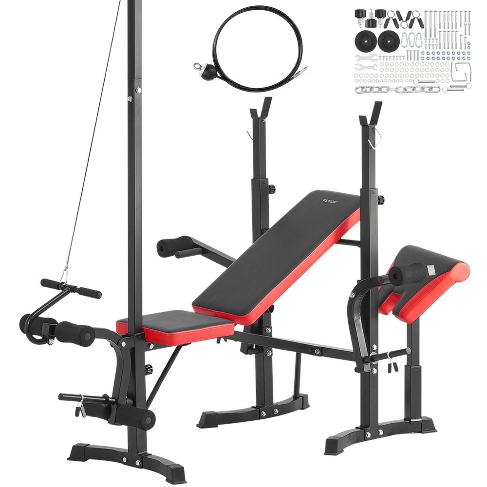 VEVOR Weight Bench, Multi-Functional Adjustable Bench, 600lbs Exercise ...