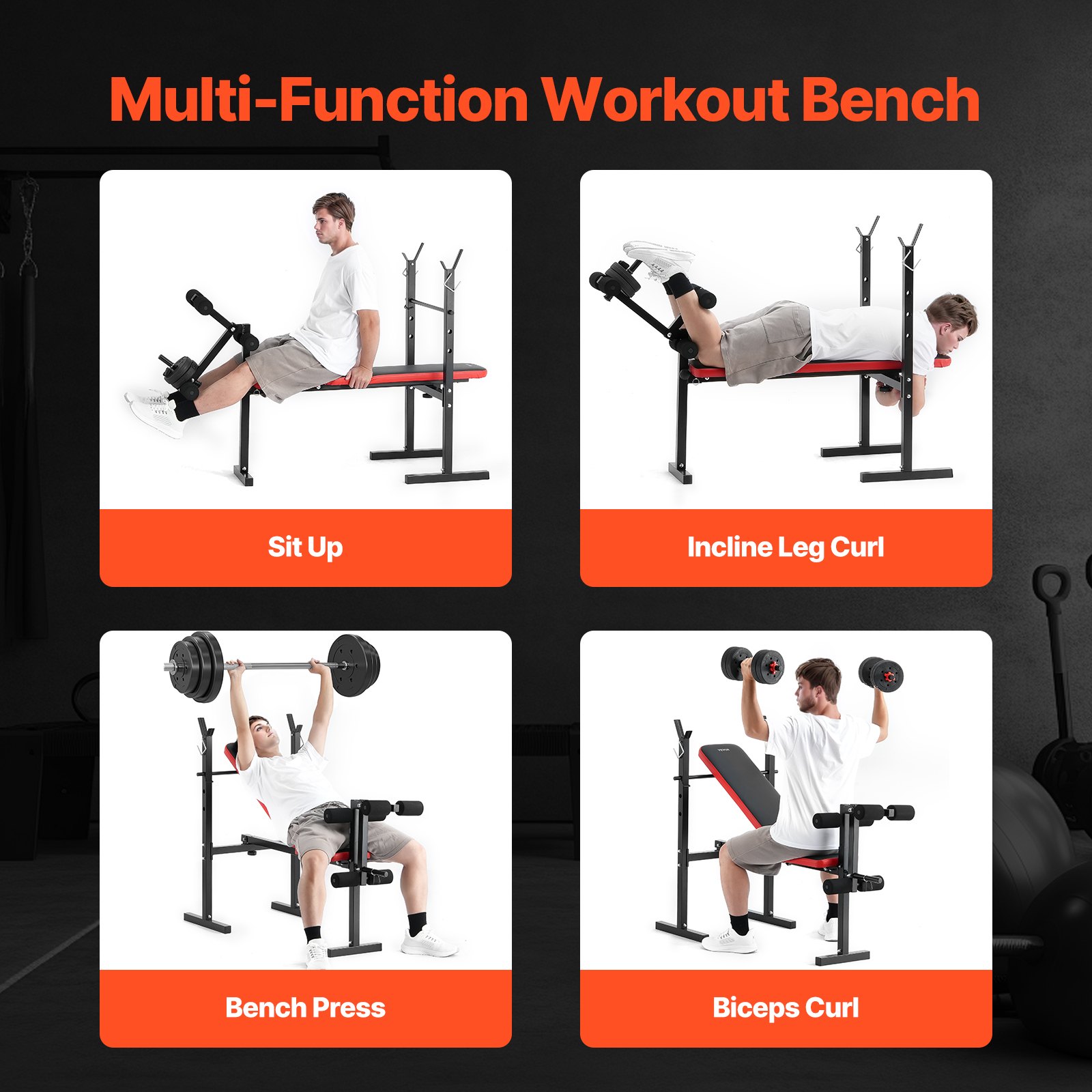 VEVOR Multi Purpose Weight Bench – Adjustable, 380 lbs