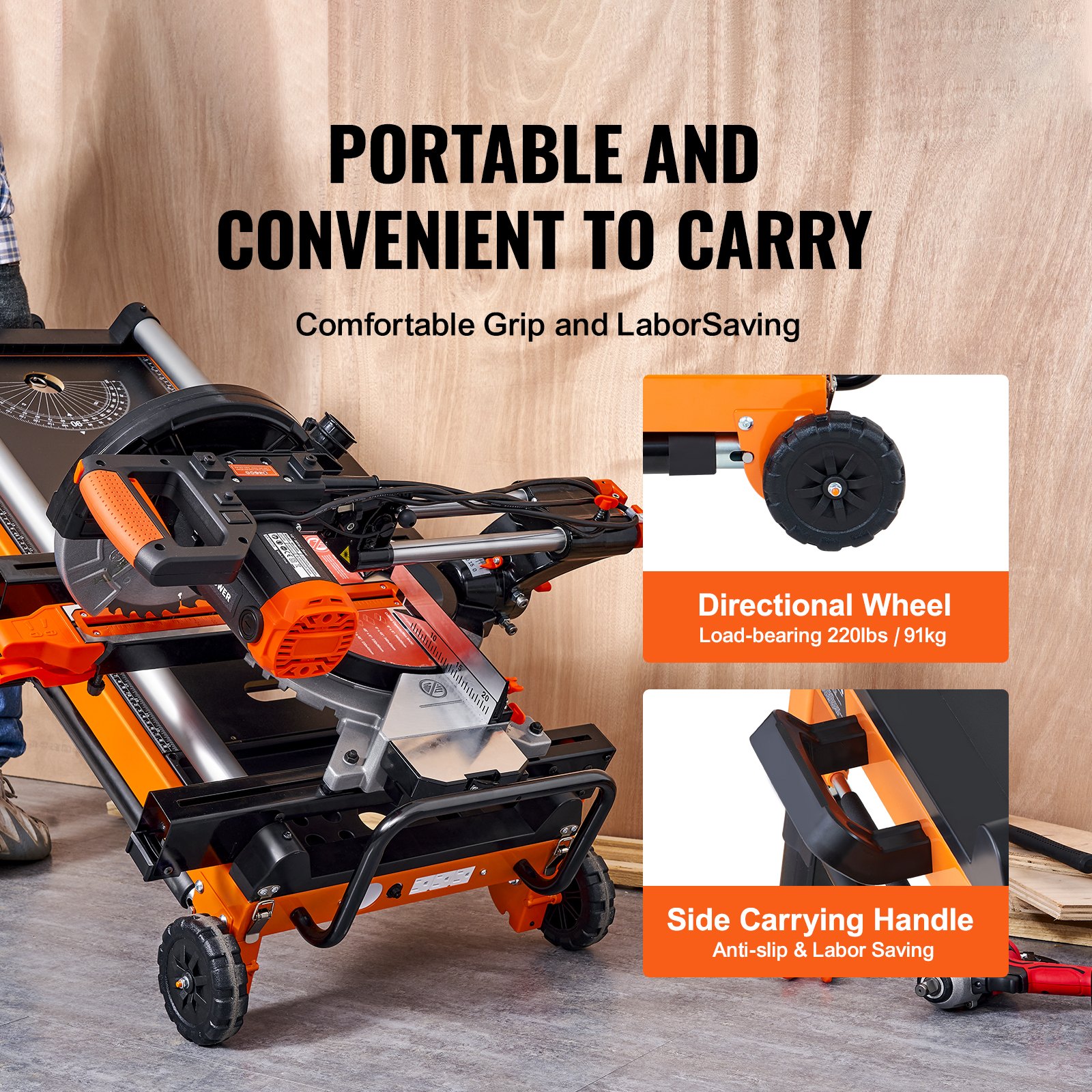 VEVOR Miter Saw Stand, 42in Collapsible Rolling Miter Saw Stand with ...