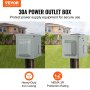 VEVOR 30 Amp RV Power Outlet Box, 125/250 Volt, Enclosed Lockable ...