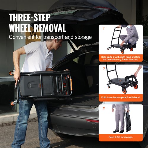 VEVOR Aluminum Hand Truck, 2 in 1, 300 lbs Load Capacity, Heavy Duty ...