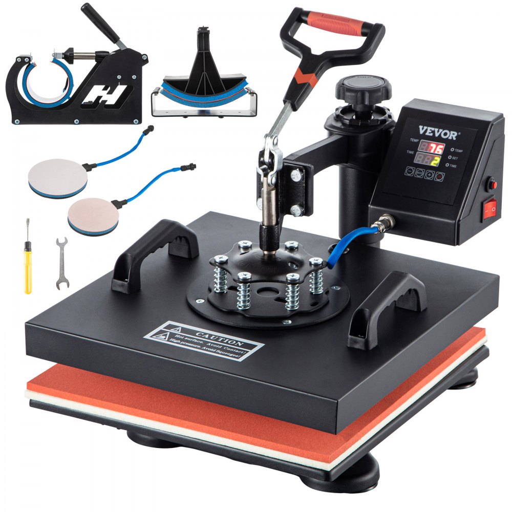 VEVOR Heat Press 15x15 Inch Heat Press Machine 5 in 1 Multifunctional Sublimation Dual LED Display Heat Press Machine for t Shirts Swing Away Design VEVOR CA