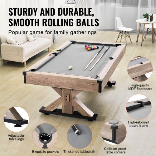 VEVOR Billiards Table Combo Set, 7ft 3-in-1 Multi Game Table with ...