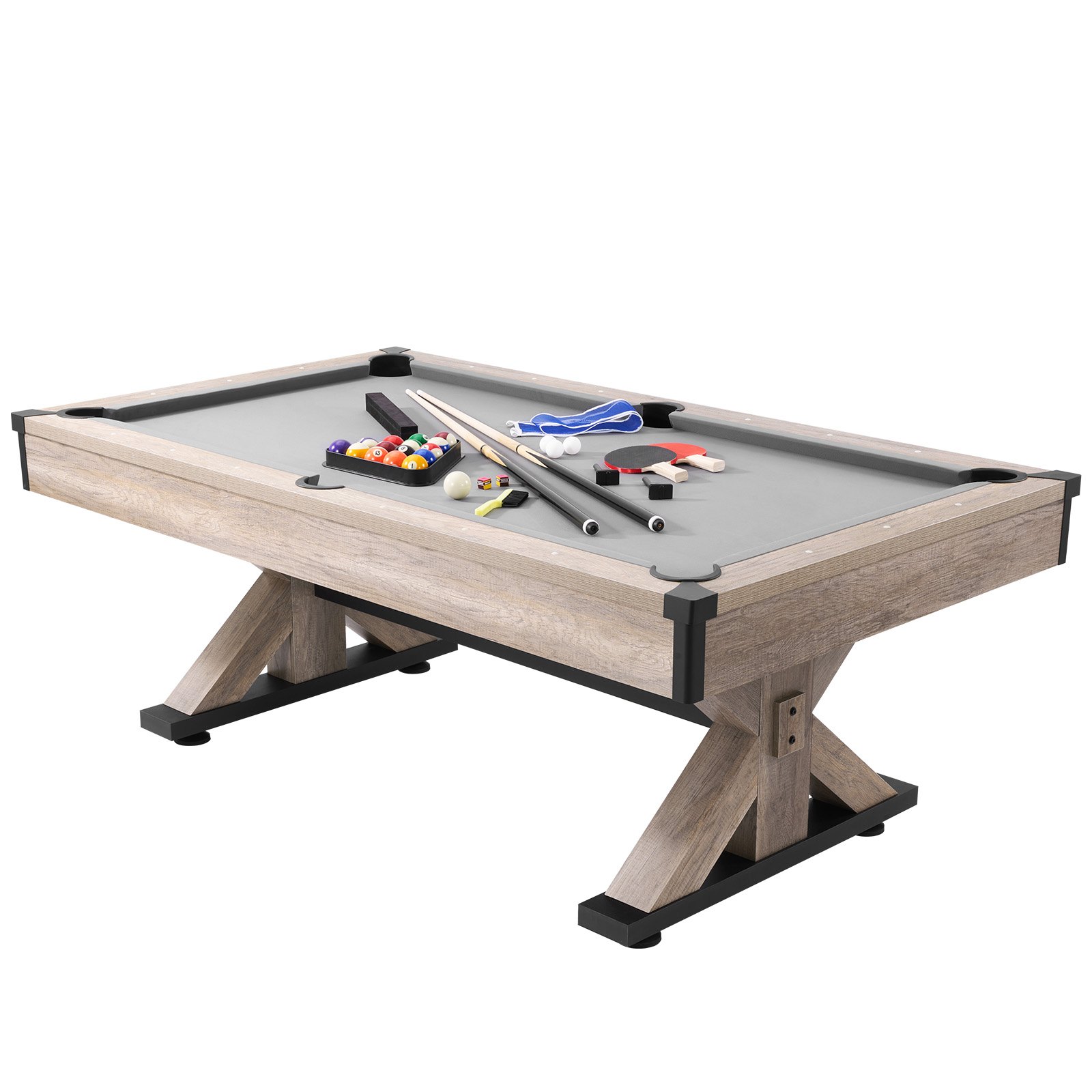 VEVOR Billiards Table Combo Set, 7ft 3-in-1 Multi Game Table with ...