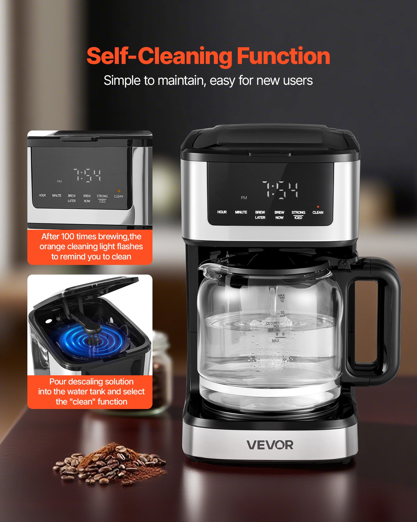 VEVOR Coffee Machine with Programmable Timer – 12-Cup