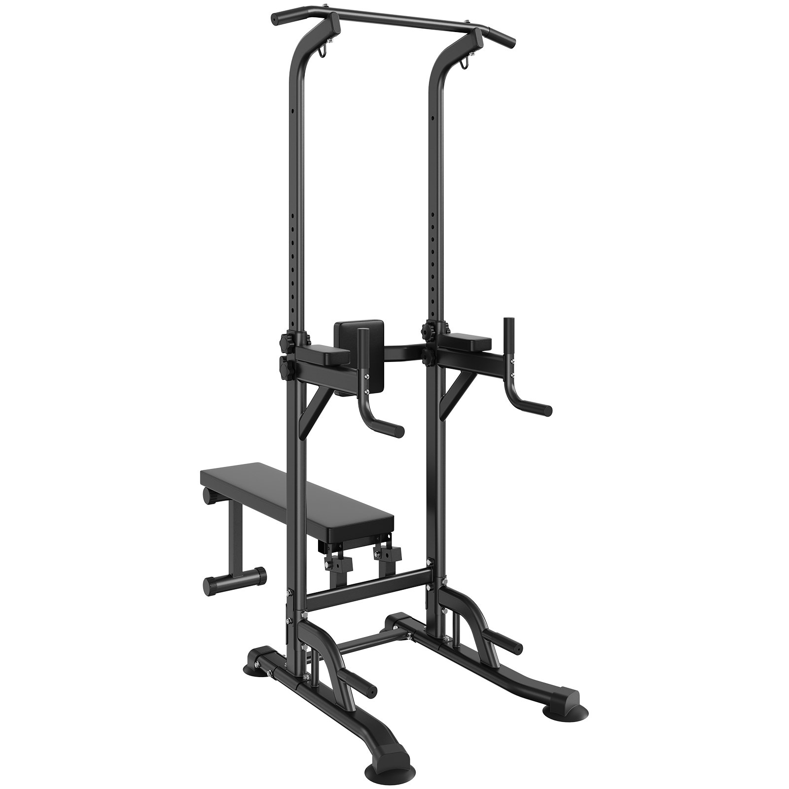 VEVOR Power Tower with Bench, 10-Level Height Adjustable Pull Up Bar ...