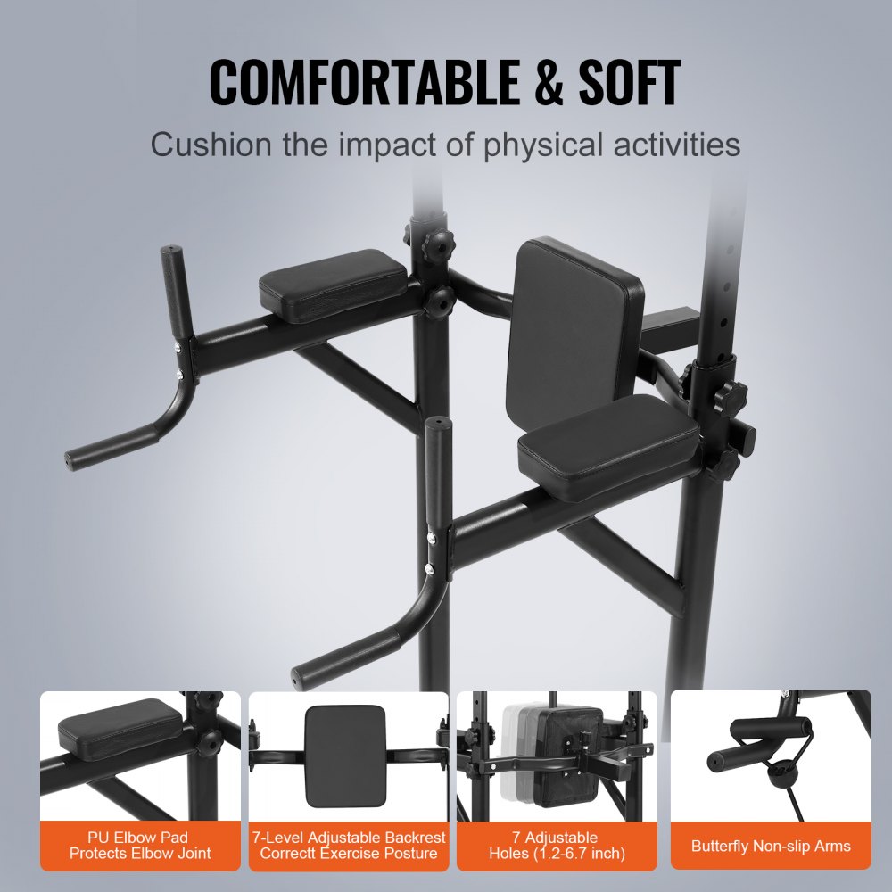 VEVOR Power Tower Dip Station, 10-Level Height Adjustable Pull Up Bar ...