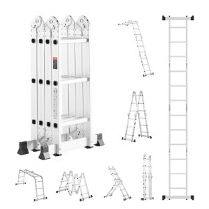 Multi-Purpose Folding Ladder 7-in-1 3 Step 12ft Reach Height for Work ...
