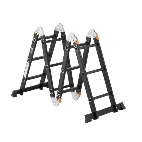 Multi-Purpose Folding Ladder 7-in-1 3 Step 12ft with Scaffolding Plank ...