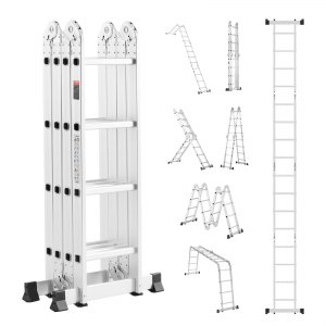 VEVOR Multi-Purpose Folding Ladder, 7-in-1 Tall Extension Step Ladder ...