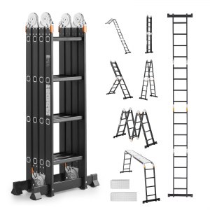 VEVOR Multi-Purpose Folding Ladder, 7-in-1 Tall Extension Step Ladder ...